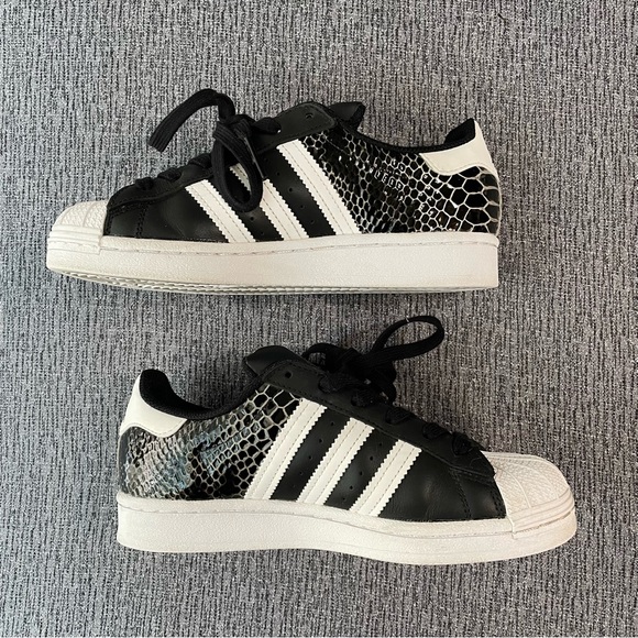 adidas | Shoes | Adidas Superstar Sneakers In Black White And Snake ...